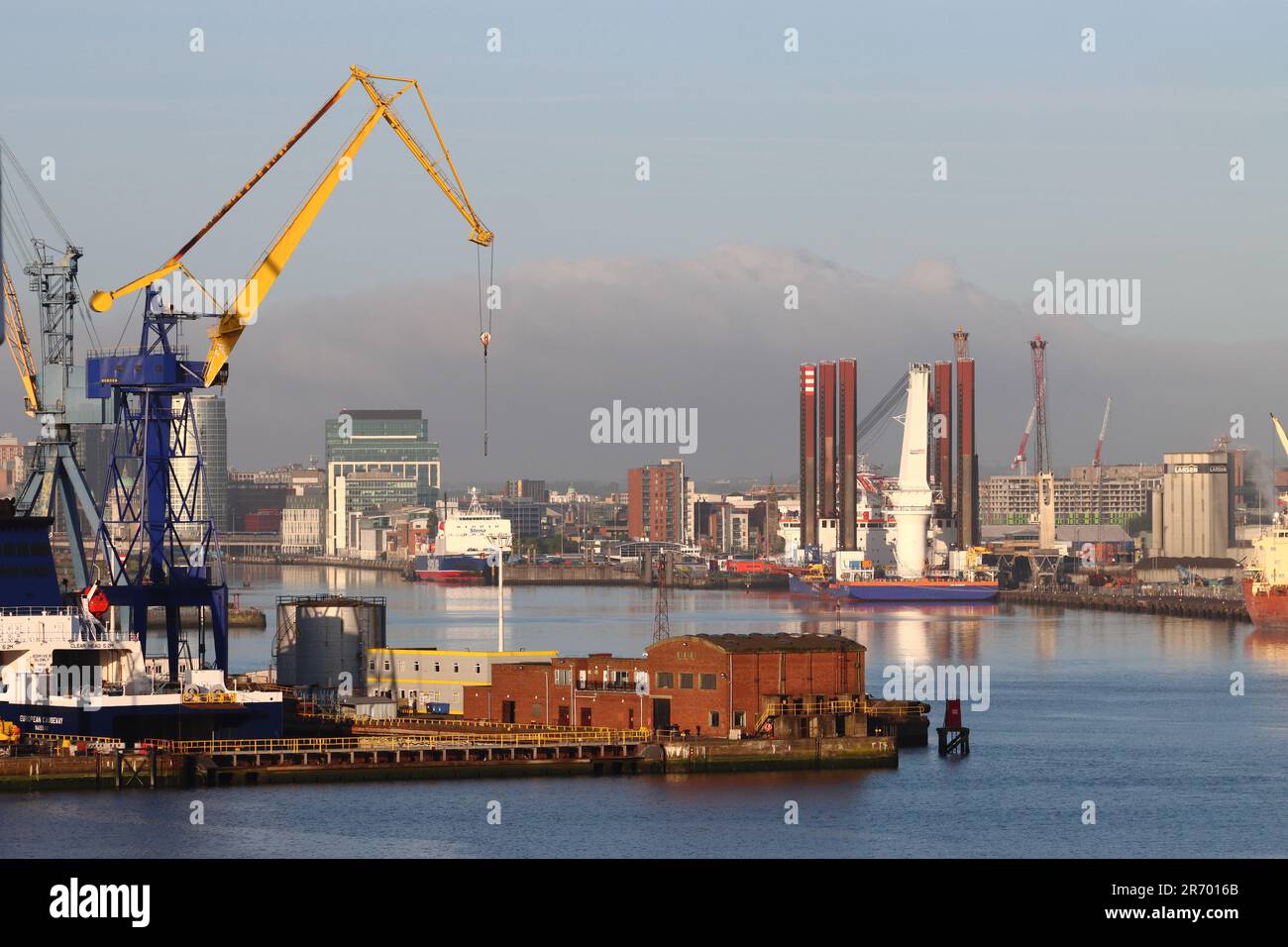 Early morning view of the Port of Belfast, Northern Ireland, UK Stock ...