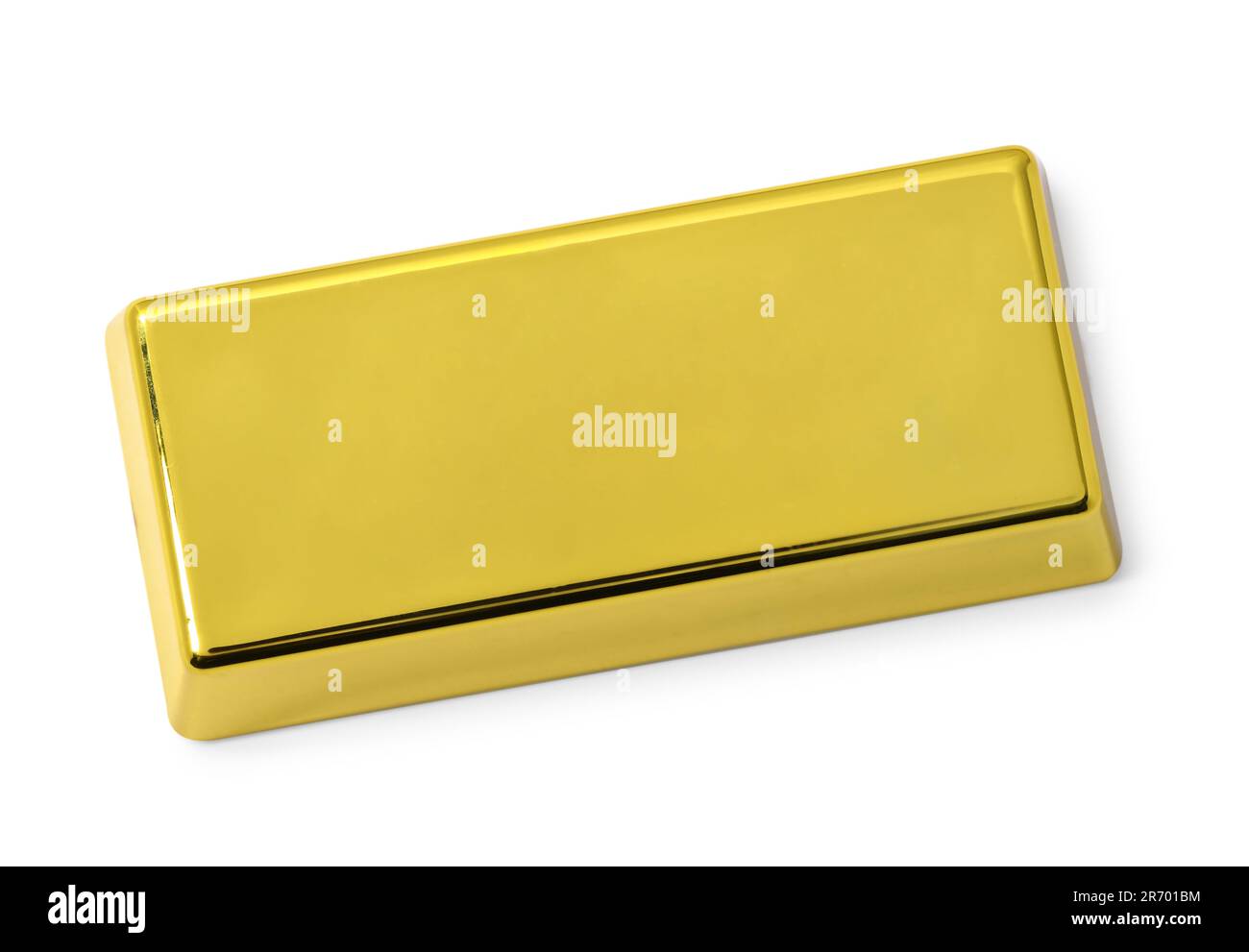 One shiny gold bar isolated on white, top view Stock Photo - Alamy