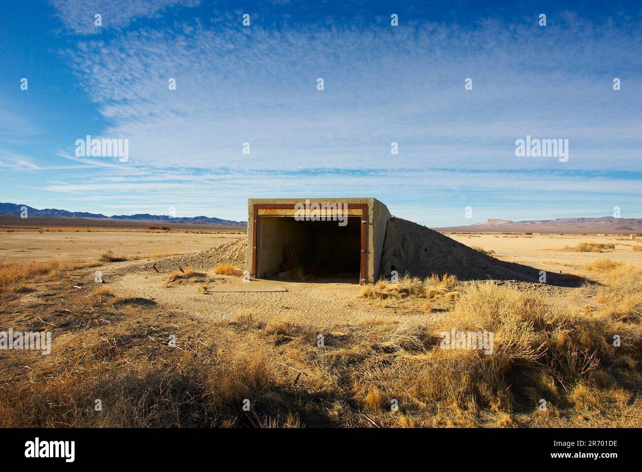 Located in the middle of Frenchman Flat is a concrete and metal parking ...