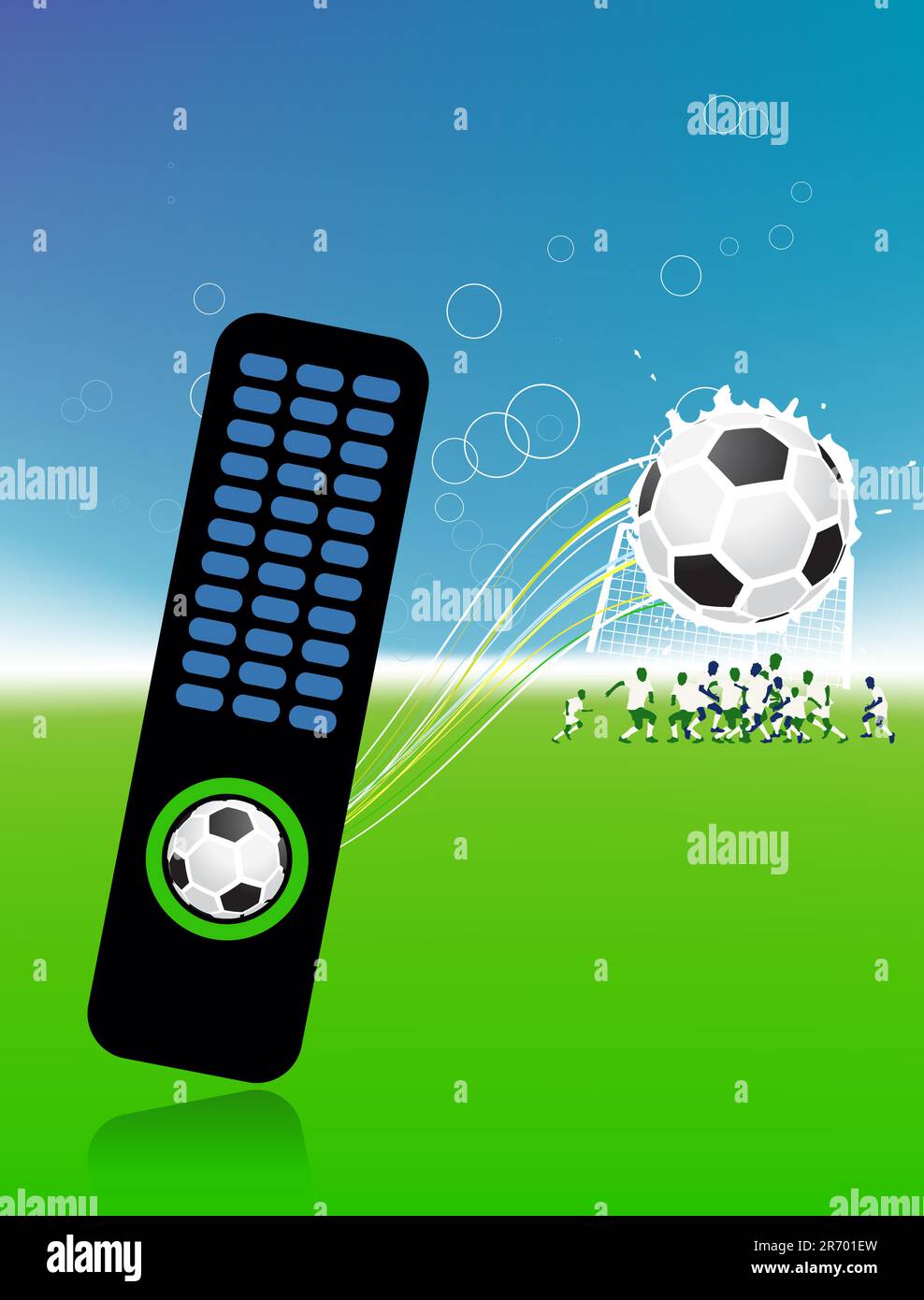 Football players on field, soccer ball and control console Stock Vector ...