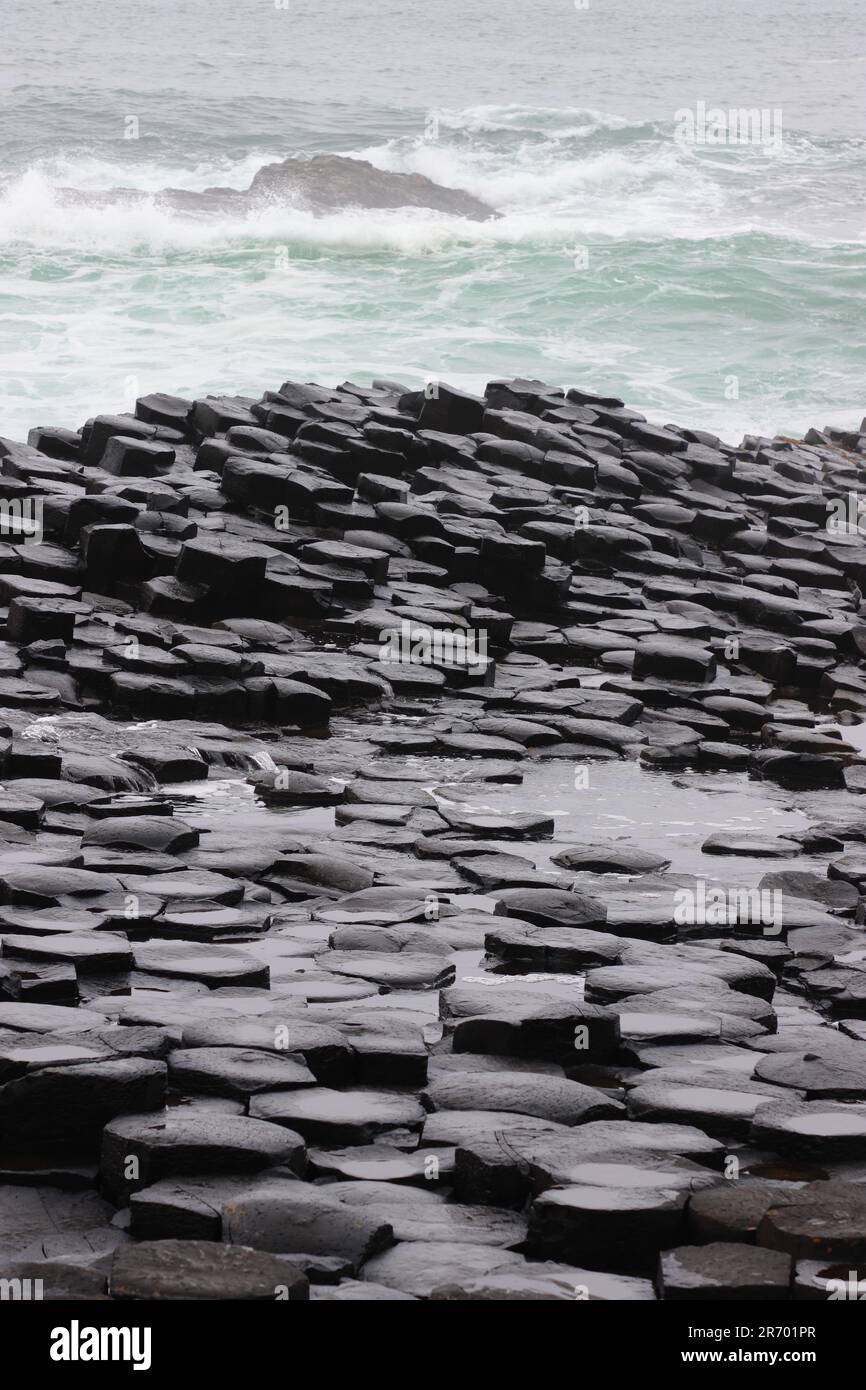 Rock formations at The Giant's Causeway, Country Antrim, Northern ...
