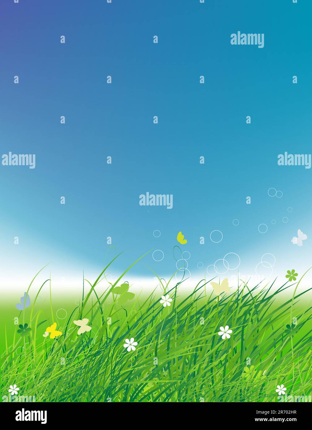 Green field with butterflies, summer background Stock Vector Image ...