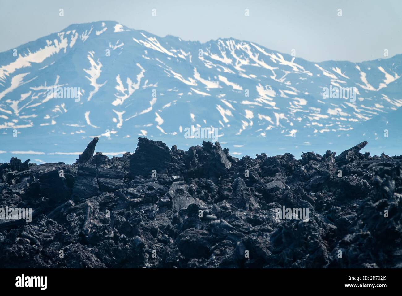 Variety of forms of basalt solidified lava (clinker): hawaiian is main ...
