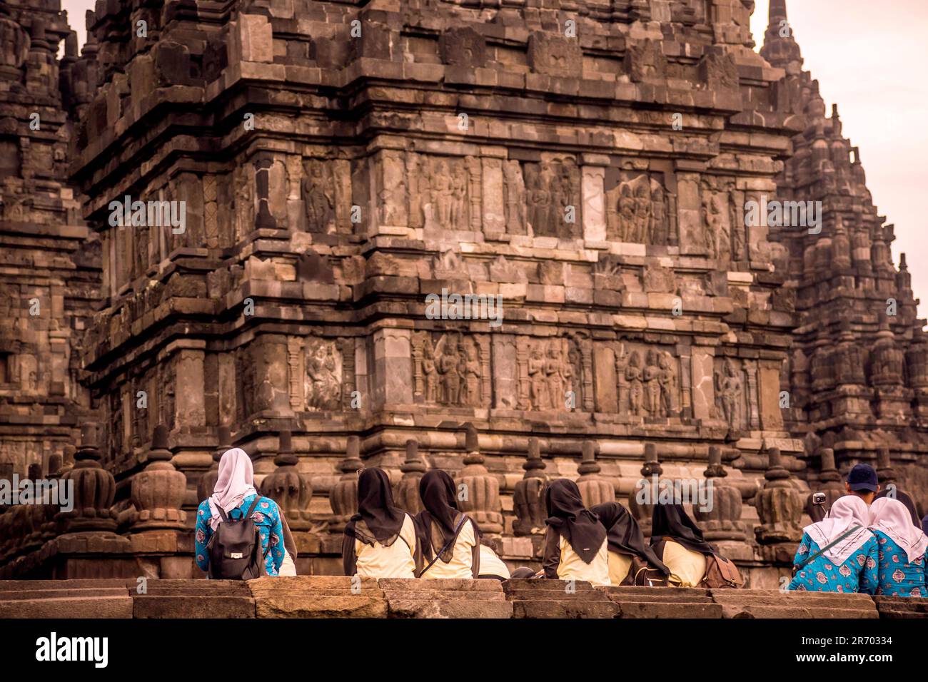 People In Prambanan Temple, Yogyakarta, Java Island, Indonesia Stock ...