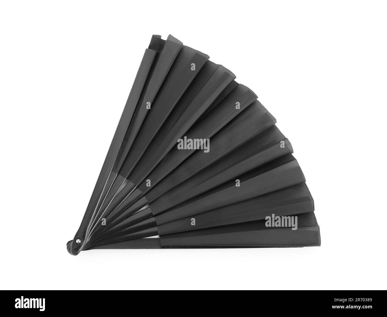 Stylish black hand fan isolated on white Stock Photo - Alamy