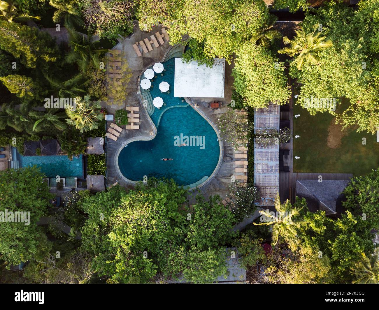 Two people relaxing in swimming pool, Kuta, Bali, Indonesia Stock Photo ...