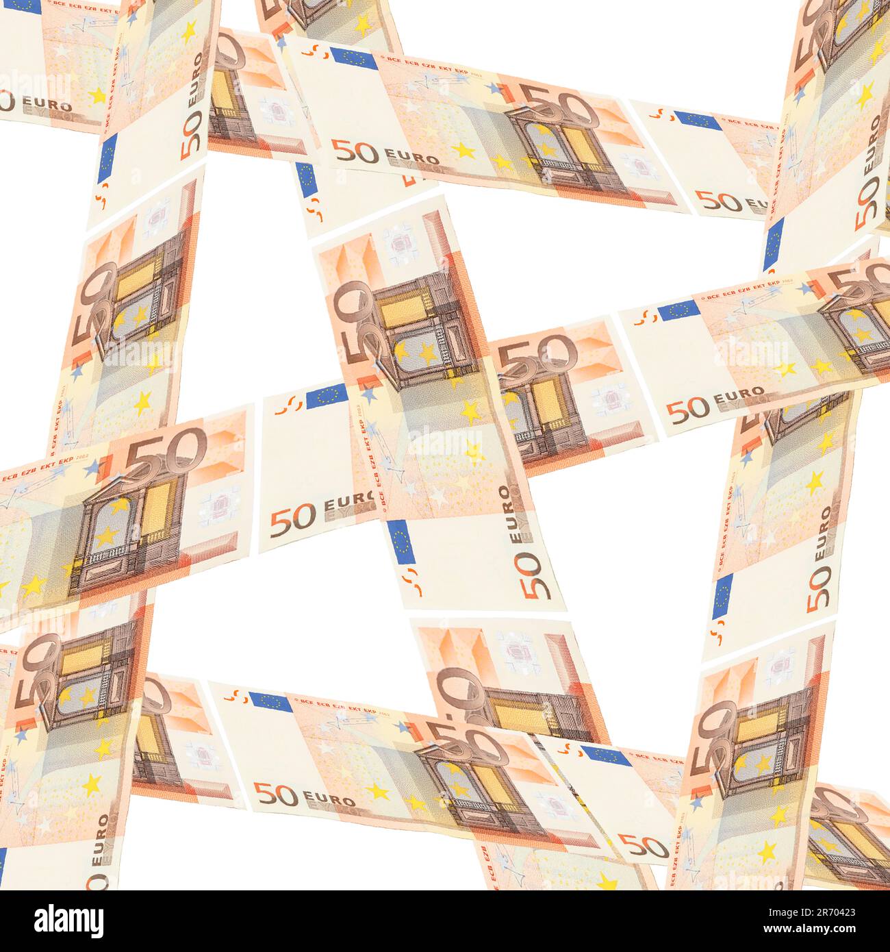 Tapes of euro banknotes on white background Stock Photo - Alamy