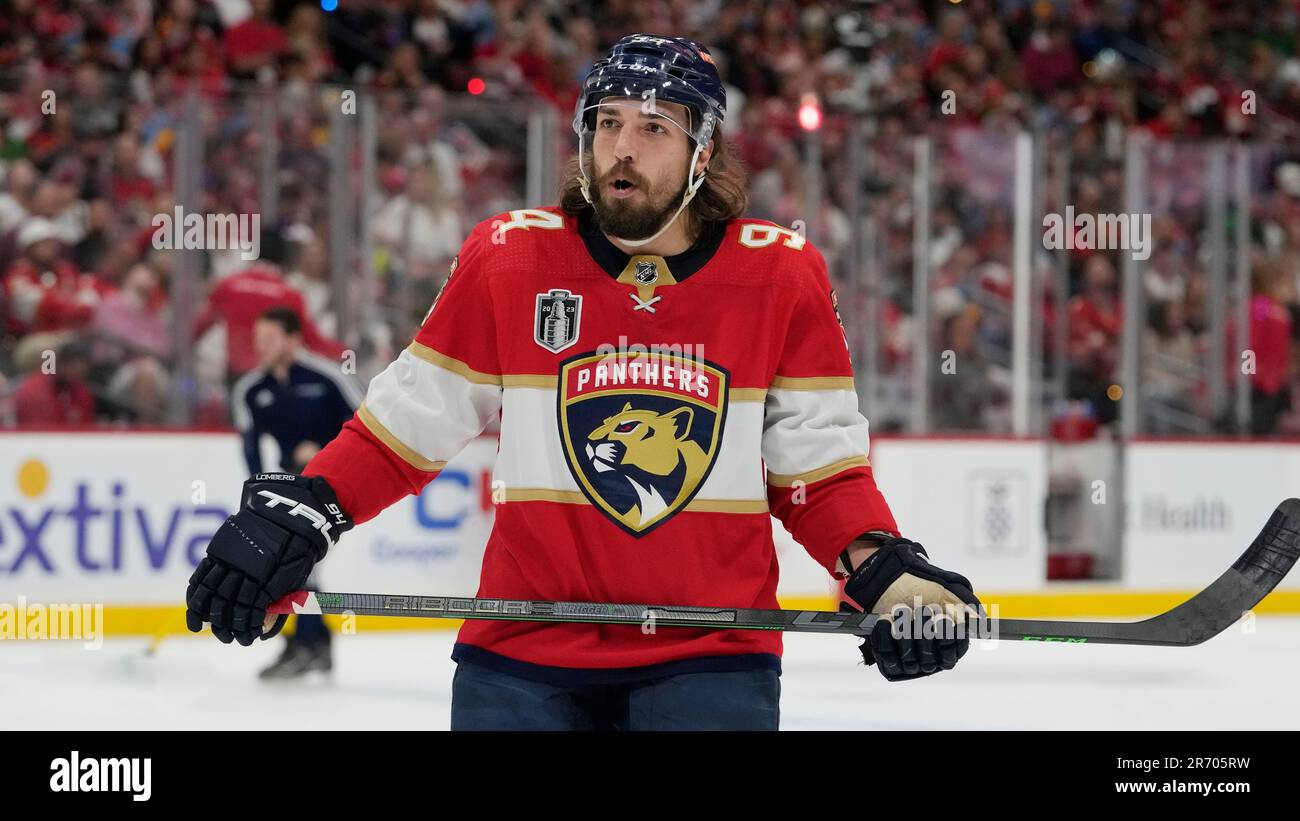 Florida Panthers left wing Ryan Lomberg (94) looks up during the first ...