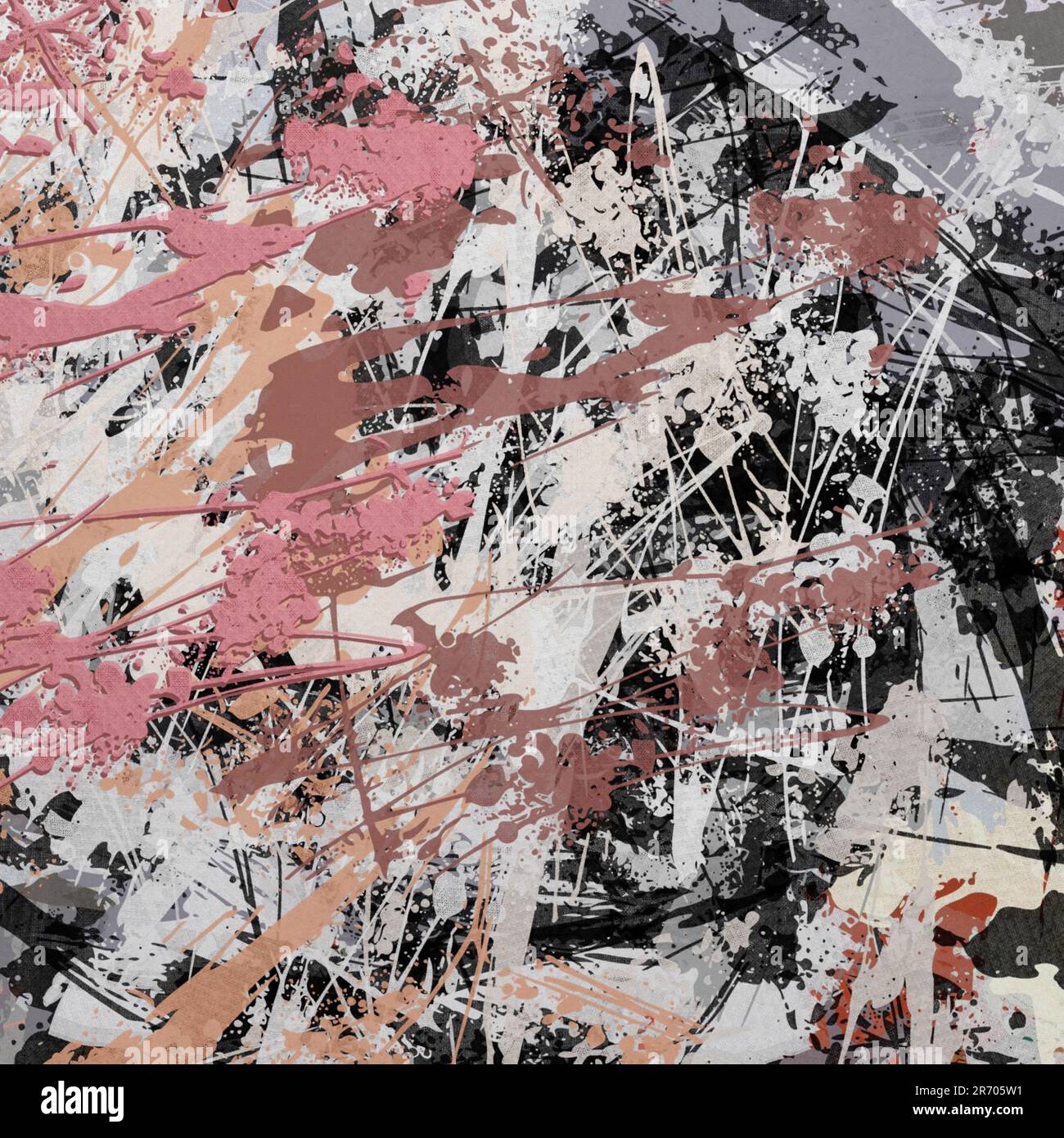 Abstract raster grunge background with blurred wavy smears of paint ...
