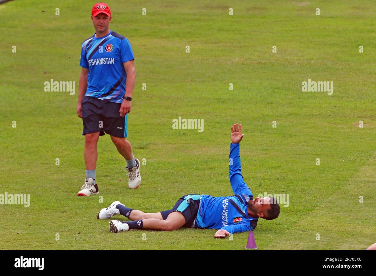 Afghanistan Test Team Head coach Jonathan Trott and Captain Hasmatullah ...