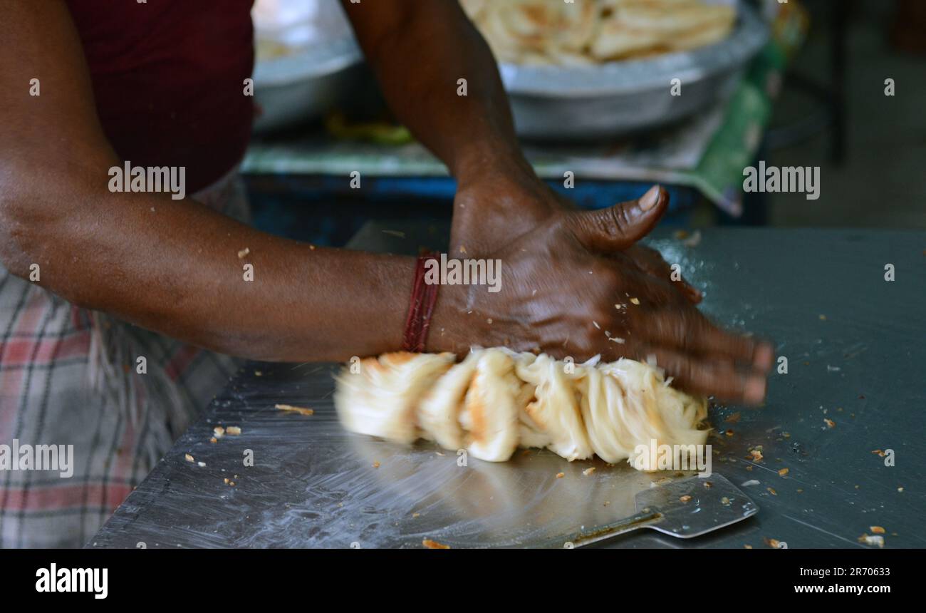 Kottu Roti preparation at a small restaurant in Madurai, Tamil Nadu ...