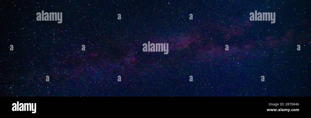 Panorama of the night starry sky on the background of the Milky Way ...
