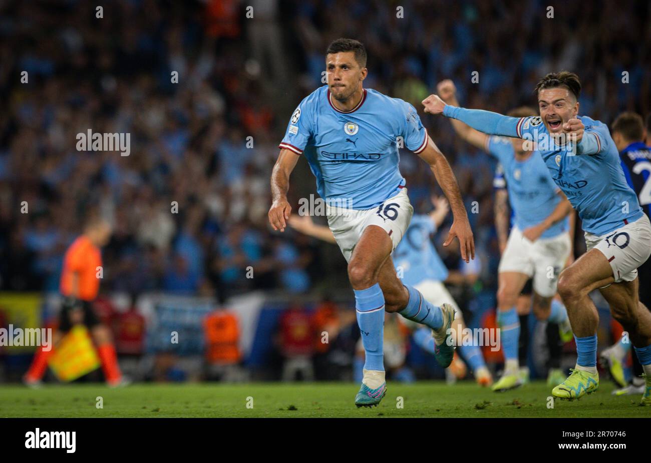 Istanbul, Turkey. 10th Jun 2023. Rodrigo Rodri (City), Jack Grealish ...