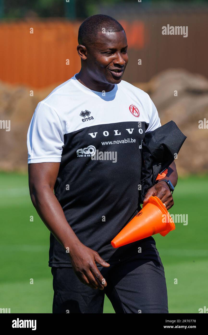 Kortrijk, Belgium. 12th June, 2023. Kortrijk's coach Joseph Akpala ...