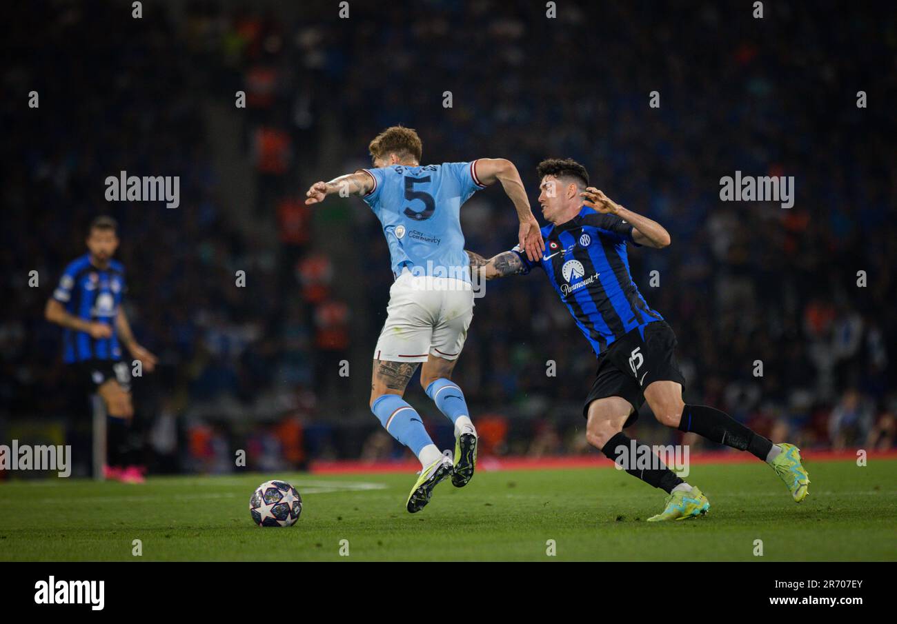 Istanbul, Turkey. 10th Jun 2023. John Stones (City) Alessandro Bastoni ...
