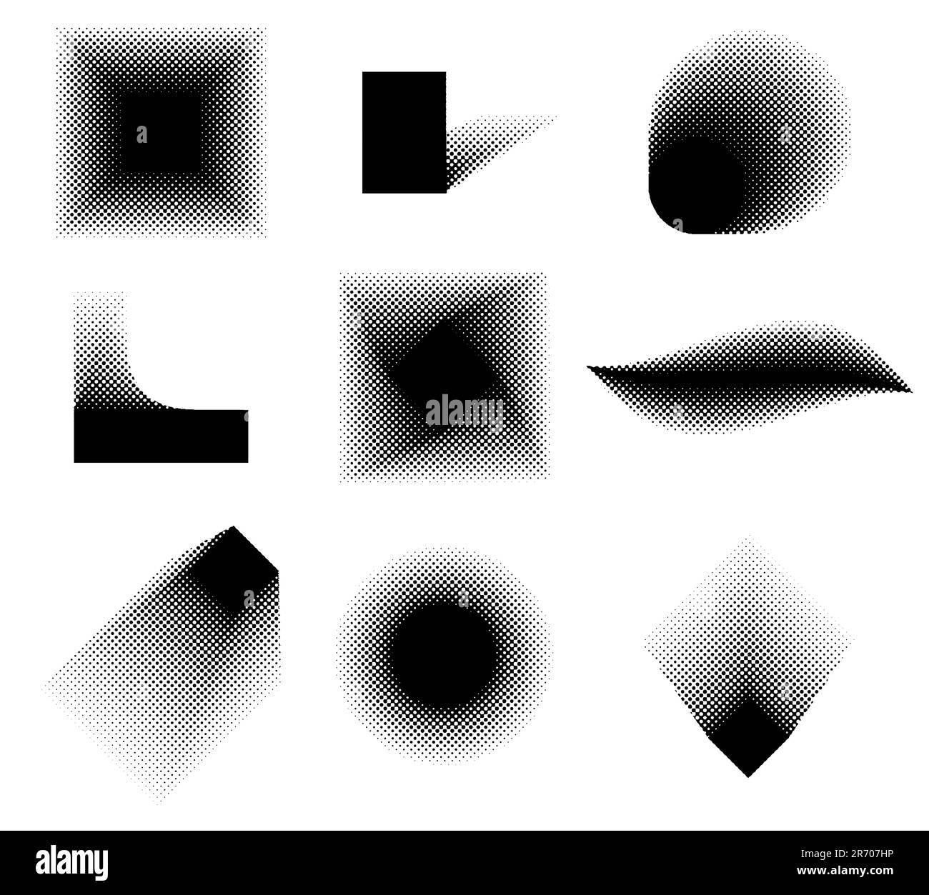 Vector ink splat by halftone dots in black and white. Design element ...