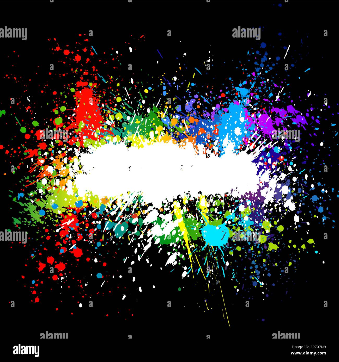 Illustration of line color paint splashes on black background Stock ...