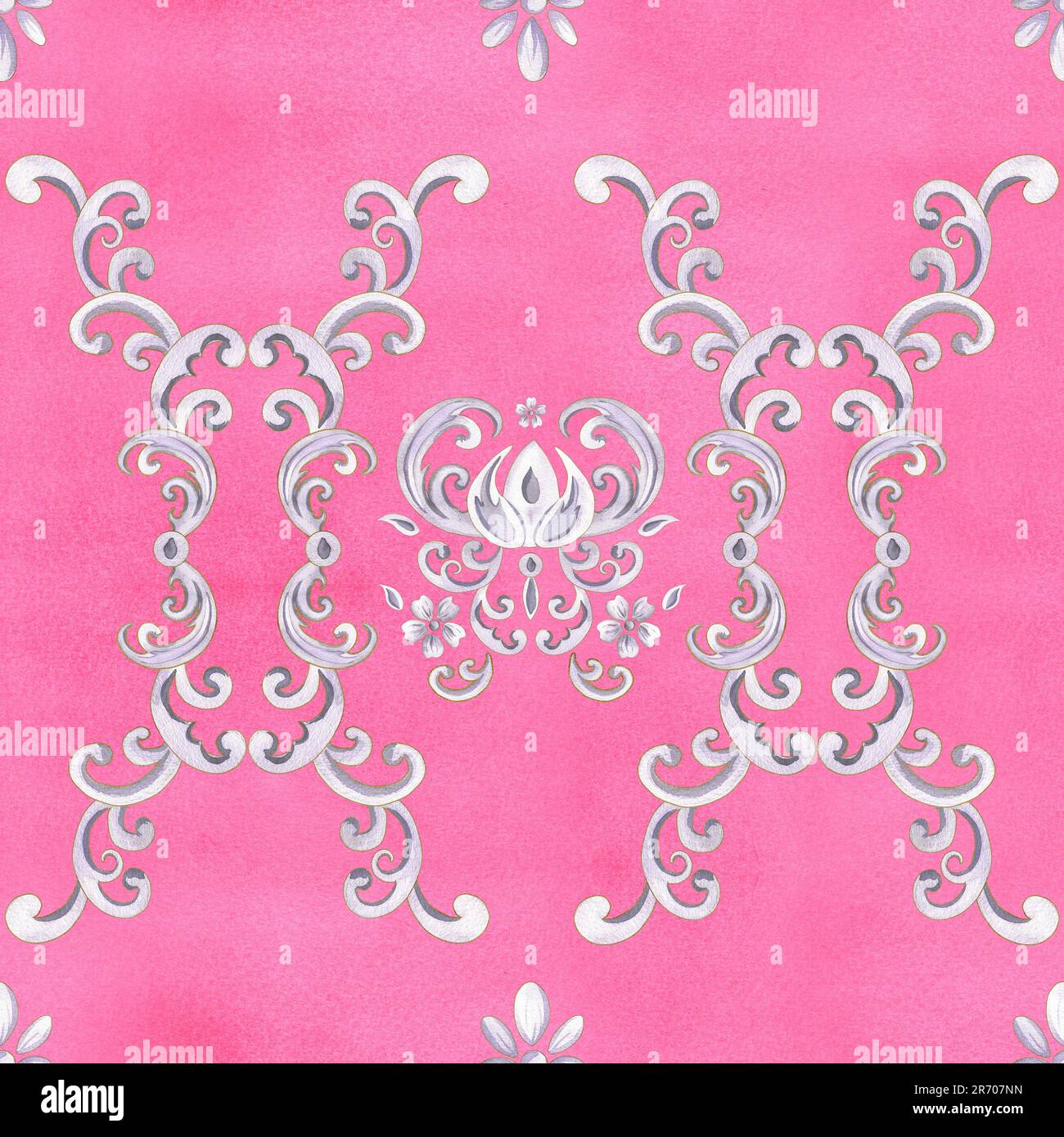Hot Pink Damask Background
