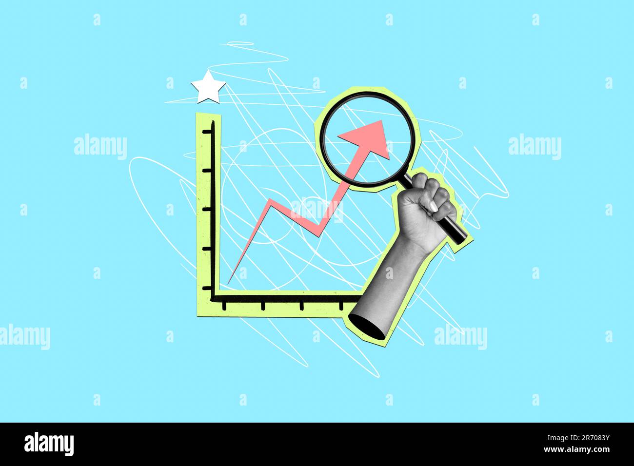 Photo cartoon comics sketch collage picture of arm researching growth ...