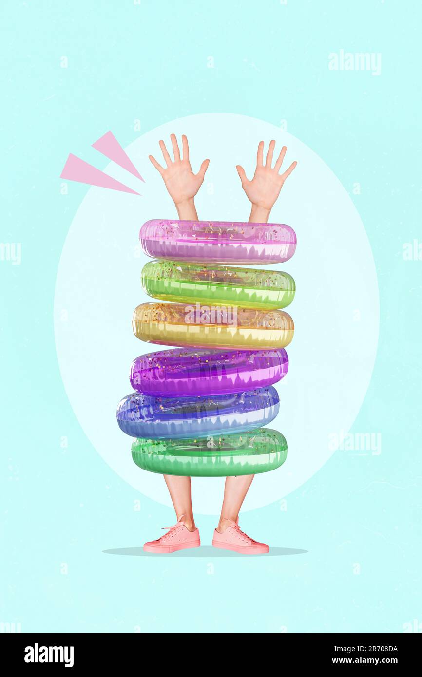 Vertical blue poster image artwork picture collage of weird strange ...