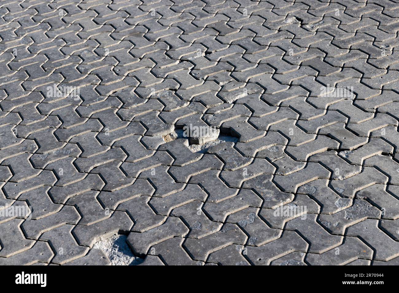 Concrete tile which paved part of the road for traffic, part of the ...