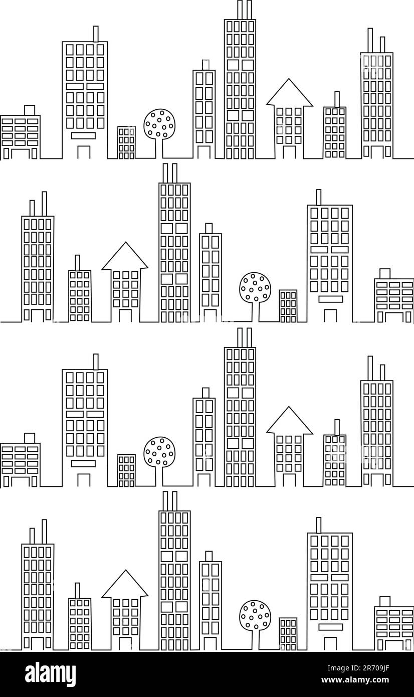 skyline pattern in black and white color Stock Vector Image & Art - Alamy