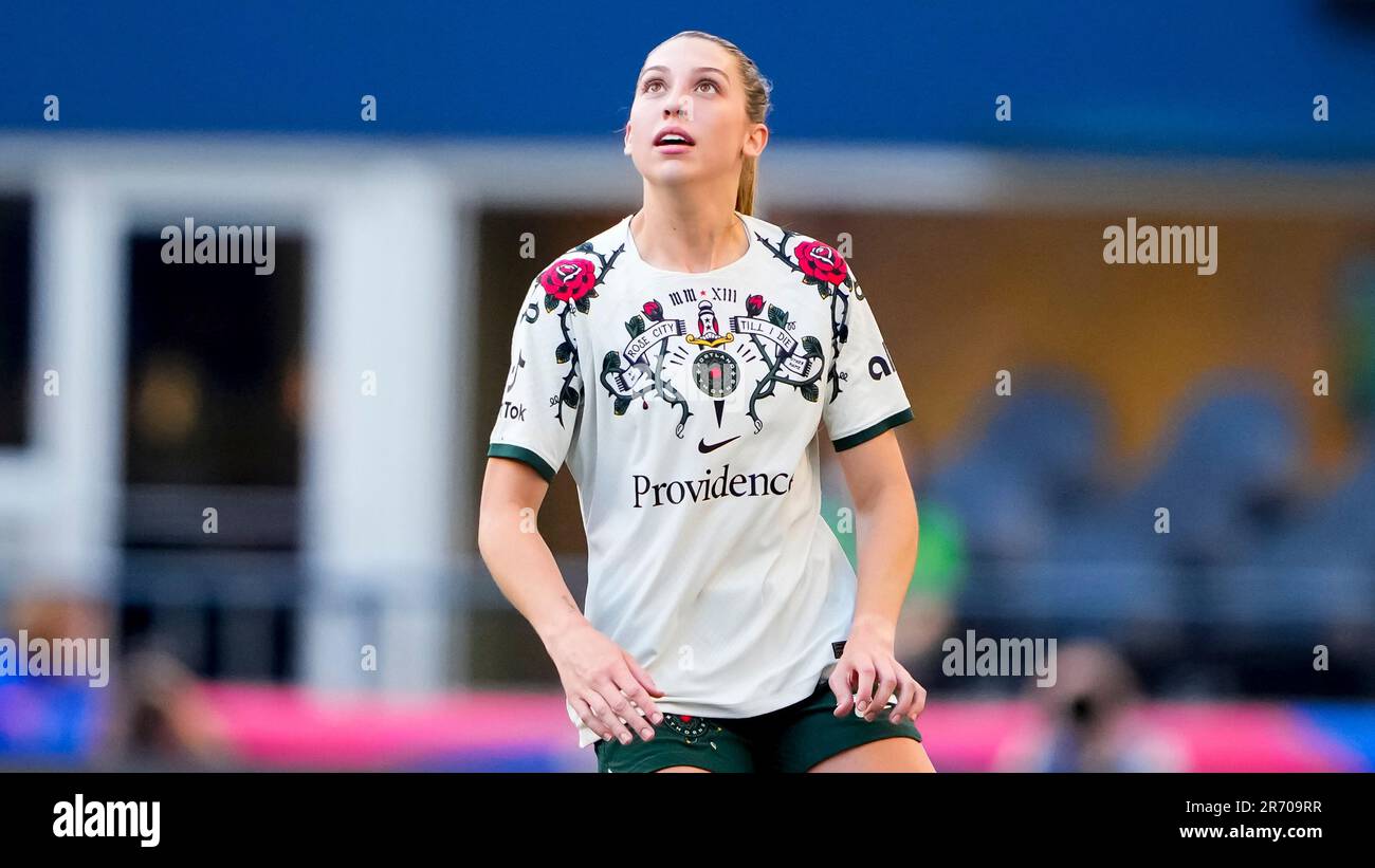 Portland Thorns midfielder Morgan Weaver (22) looks on against the OL ...