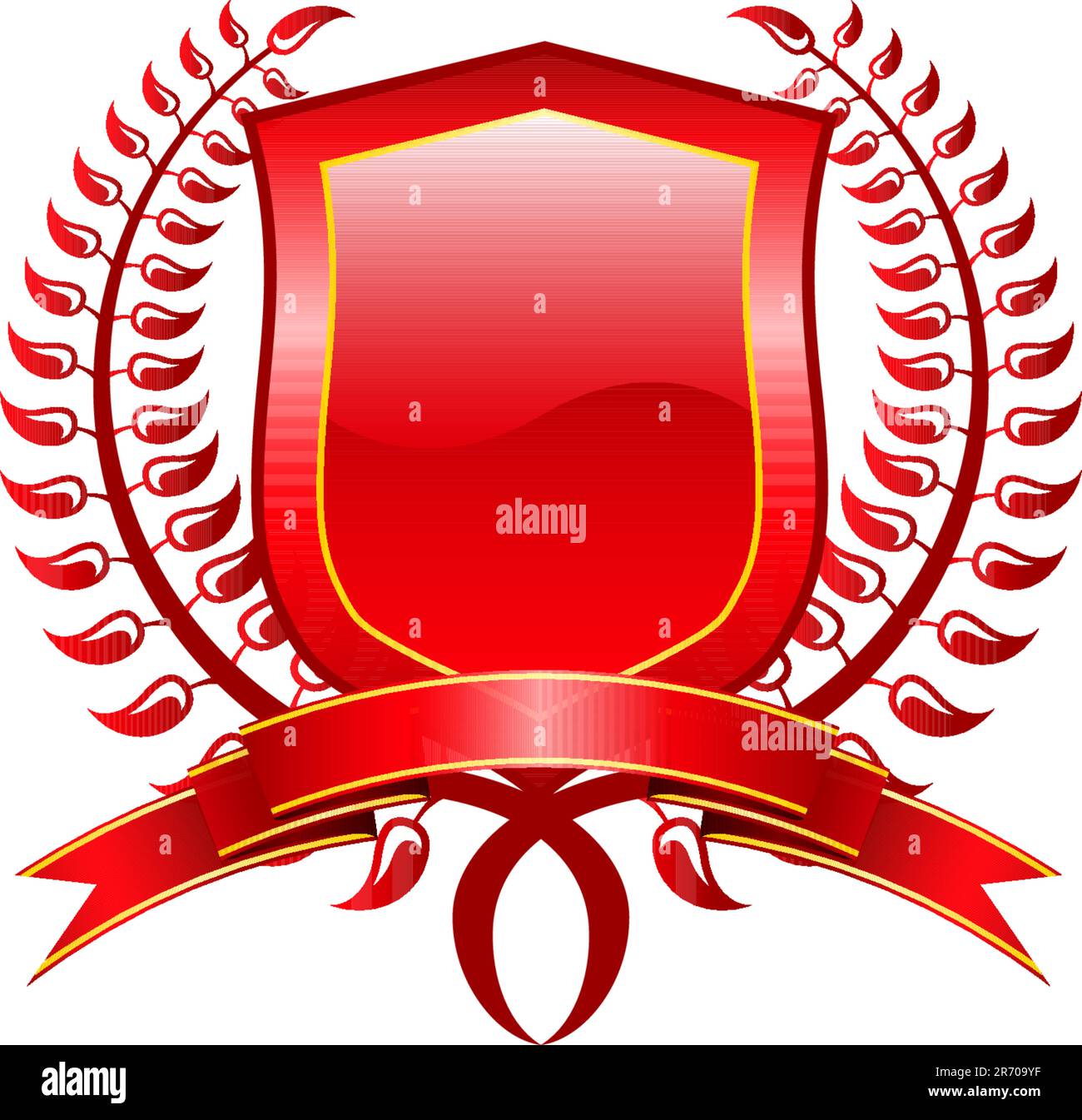 Red shield ribbon laurel icon hi-res stock photography and images - Alamy