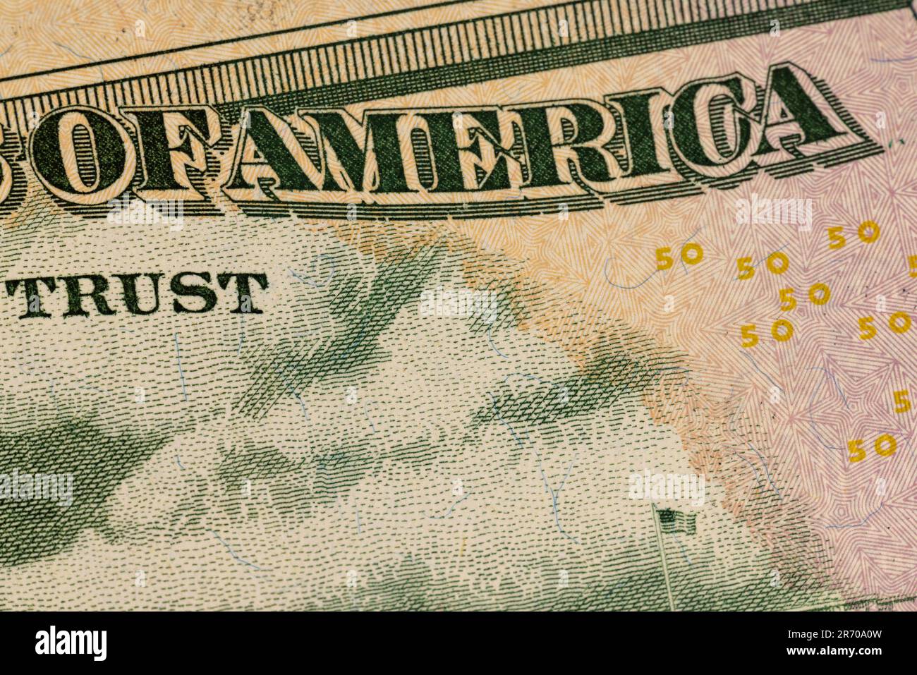 Details of American money close-up, details of an American fifty dollar ...