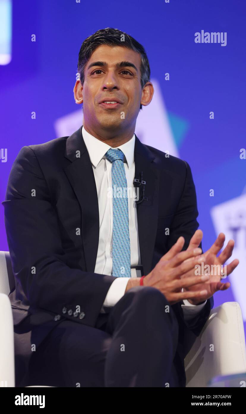 Prime Minister Rishi Sunak speaking during the London Technology Week ...