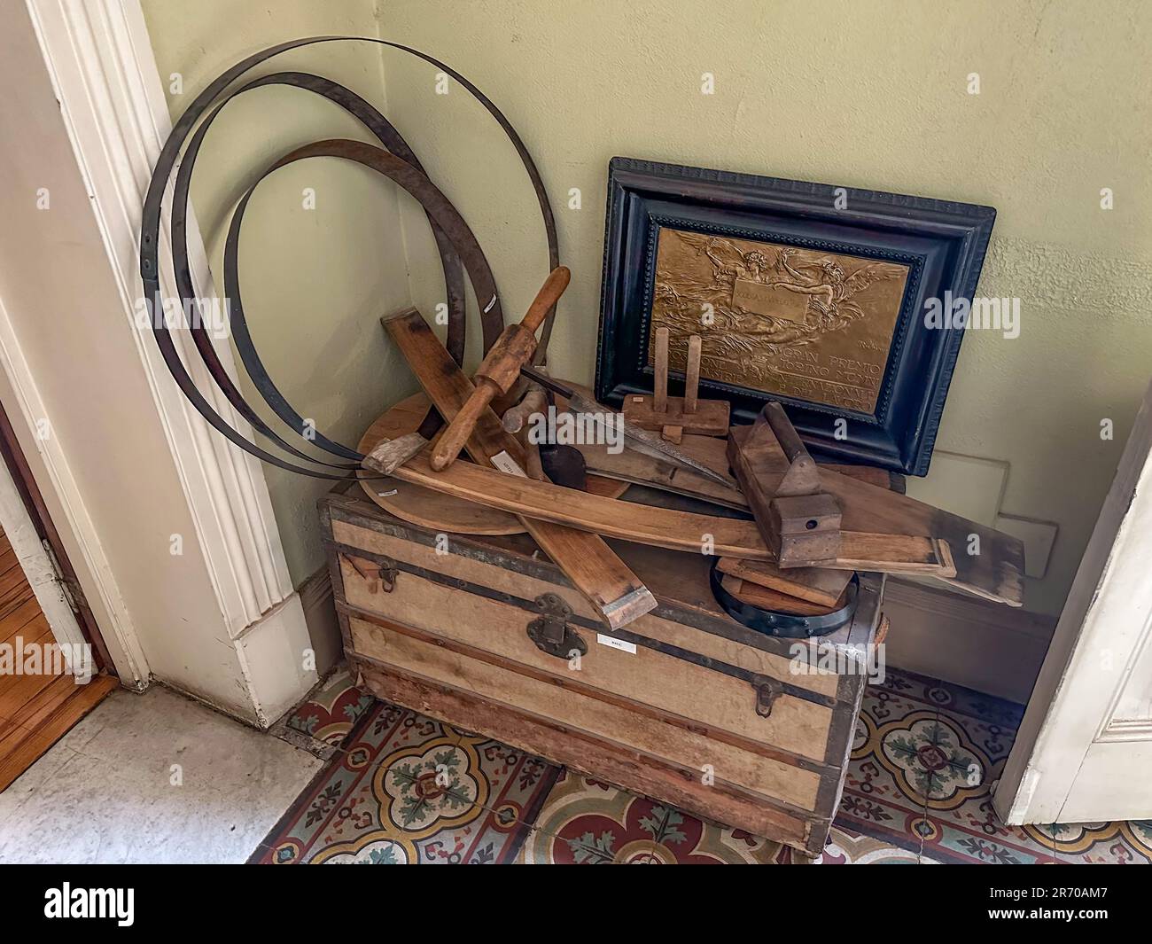 Vintage tools used in making wine barrels in the National Museum of ...