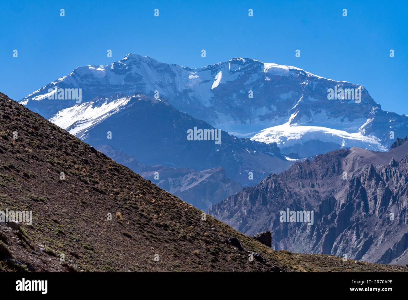 The south face of Cerro Aconcagua in Aconcagua Provincial Park, Mendoza ...