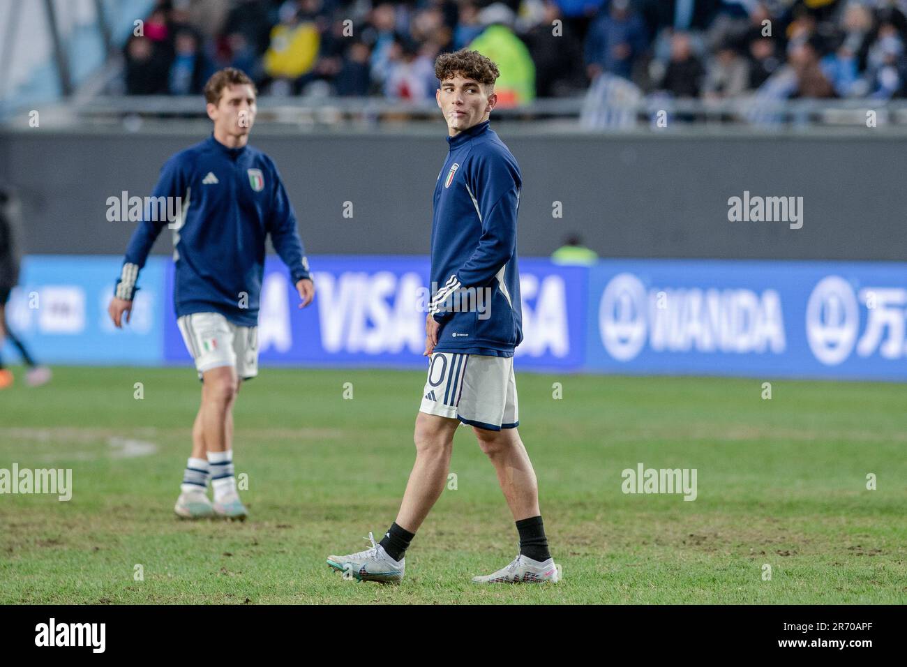 Simone Pafundi of Italy looks on during the warm up before a FIFA U-20 ...