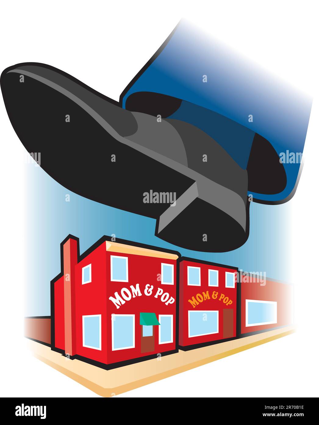 A giant foot stomping on a corner store Stock Vector Image & Art - Alamy