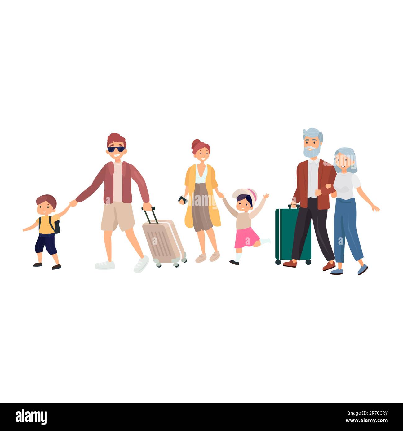 Big family trip flat icon. Colored vector element from airport ...