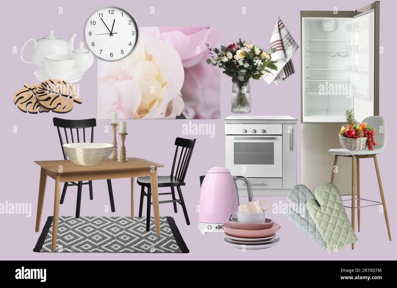 Kitchen interior design. Collage with different combinable furniture ...