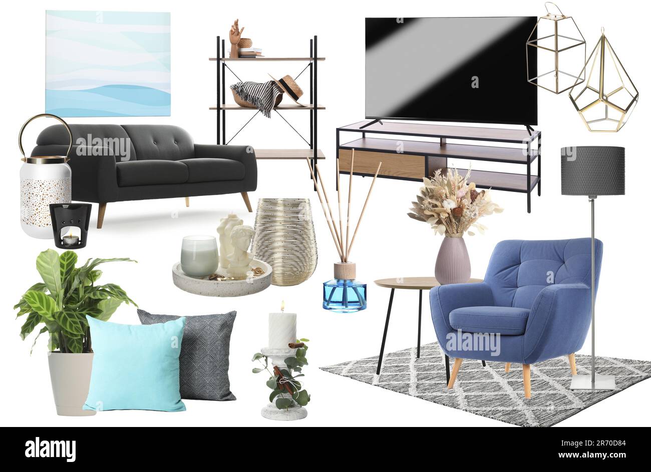 Living room interior design. Collage with different combinable ...