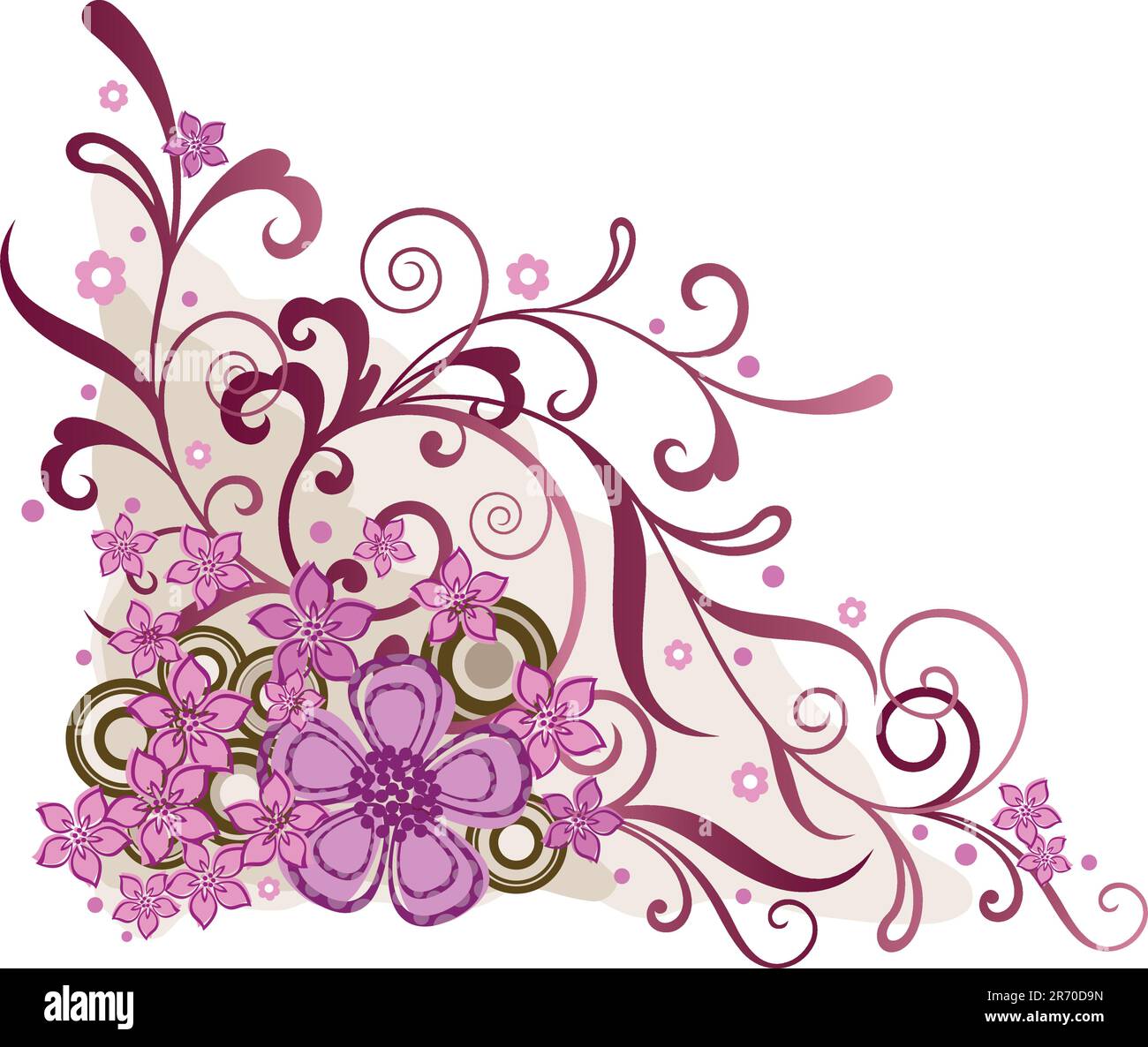 Pink floral corner design element vector illustration Stock Vector ...