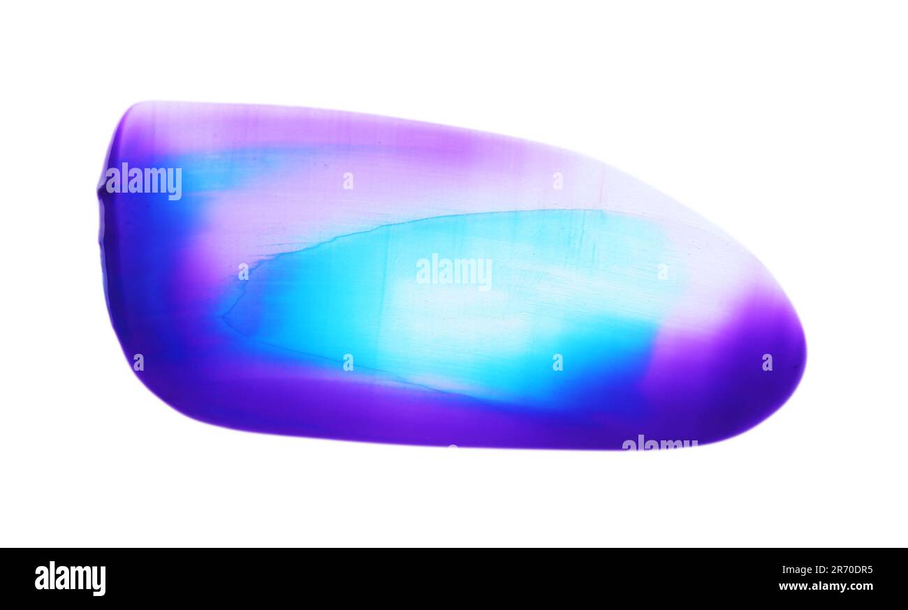 Purple and blue paint samples on white background, top view Stock Photo ...