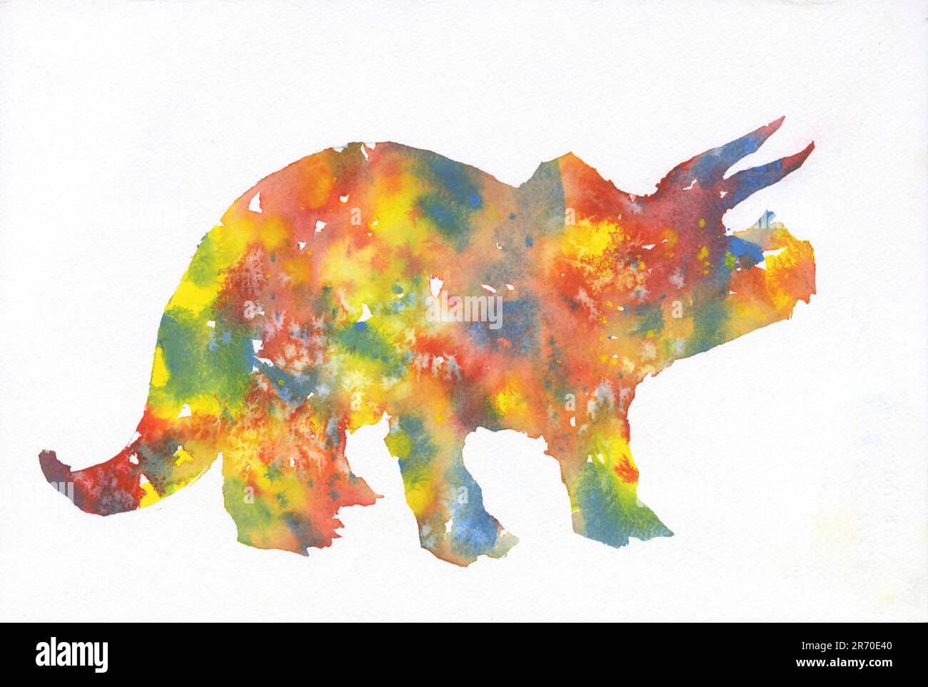 Kids room artwork dinosaur colorful watercolor painting, trendy wall ...