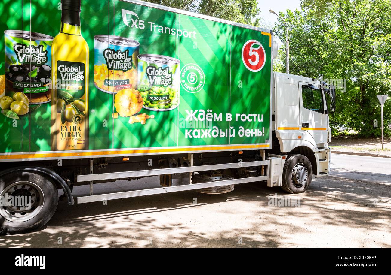 Samara, Russia - May 23, 2023: Branded delivery truck of Pyaterochka ...