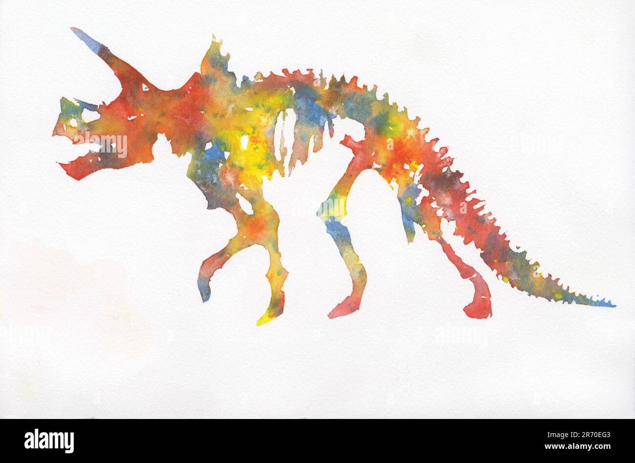 Kids room artwork dinosaur colorful watercolor painting, trendy wall ...