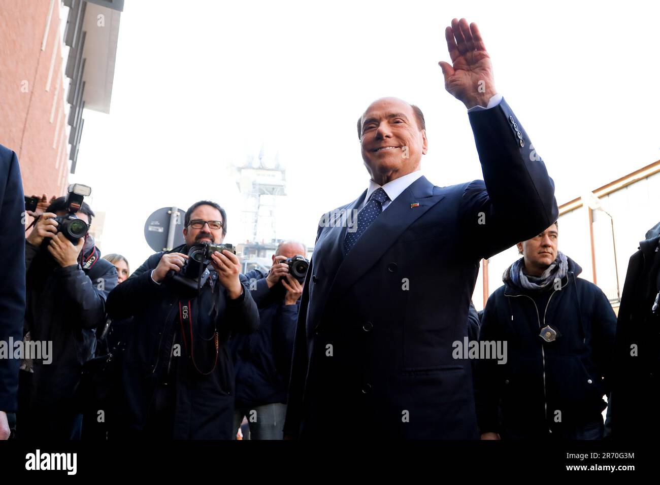 Rome, La7 studios, tv show "L'Aria che Tira". In the picture: Silvio Berlusconi arrives in front ...