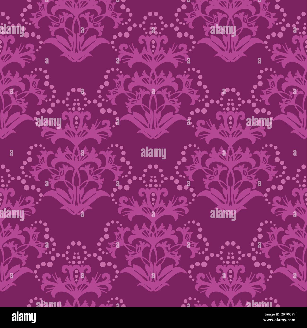 Seamless fuchsia purple floral wallpaper. This image is a vector ...
