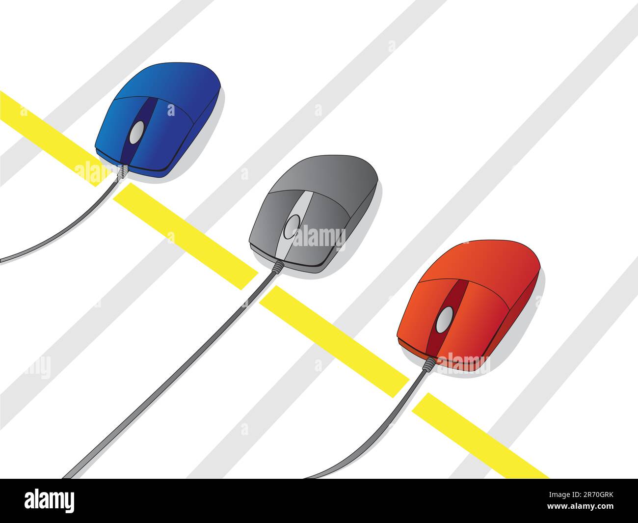 three colour mouses on the start line - vector illustration Stock ...