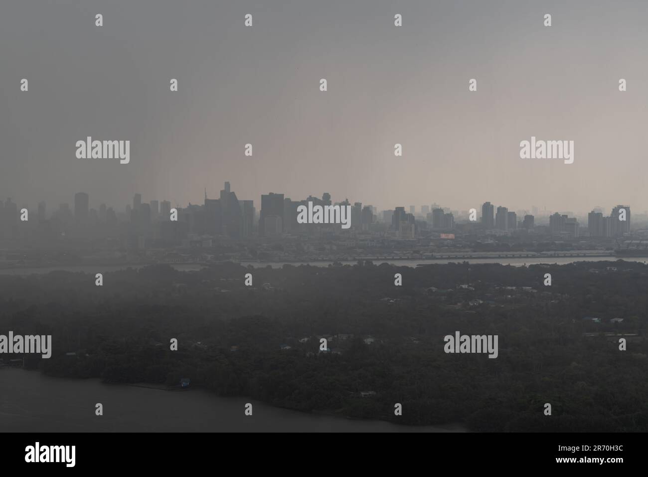 Bangkok, Thailand - May 28, 2023 - Misty Landscape of city skyscrapers ...