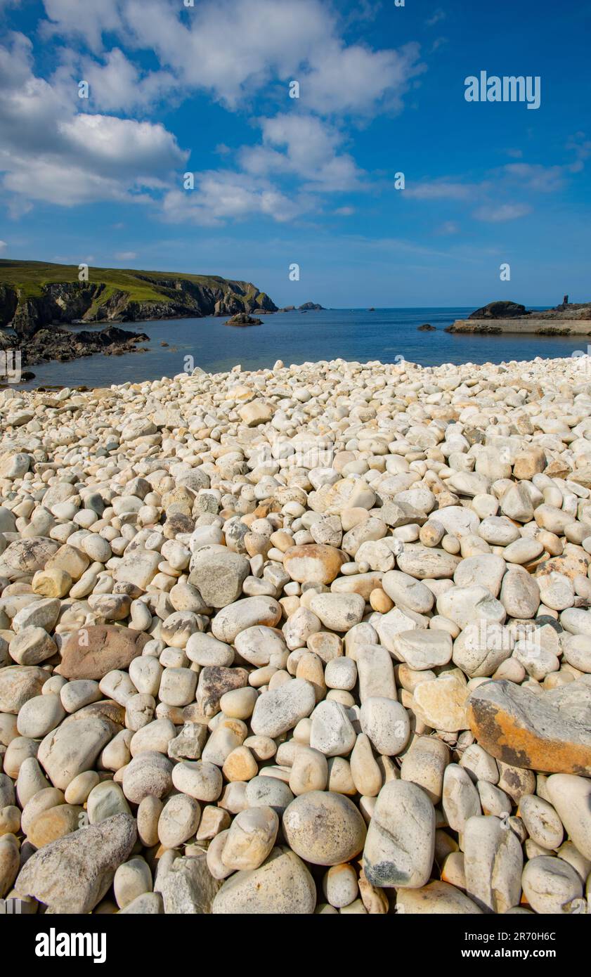 Stones on the beach at the Deserted village of An Port between ...