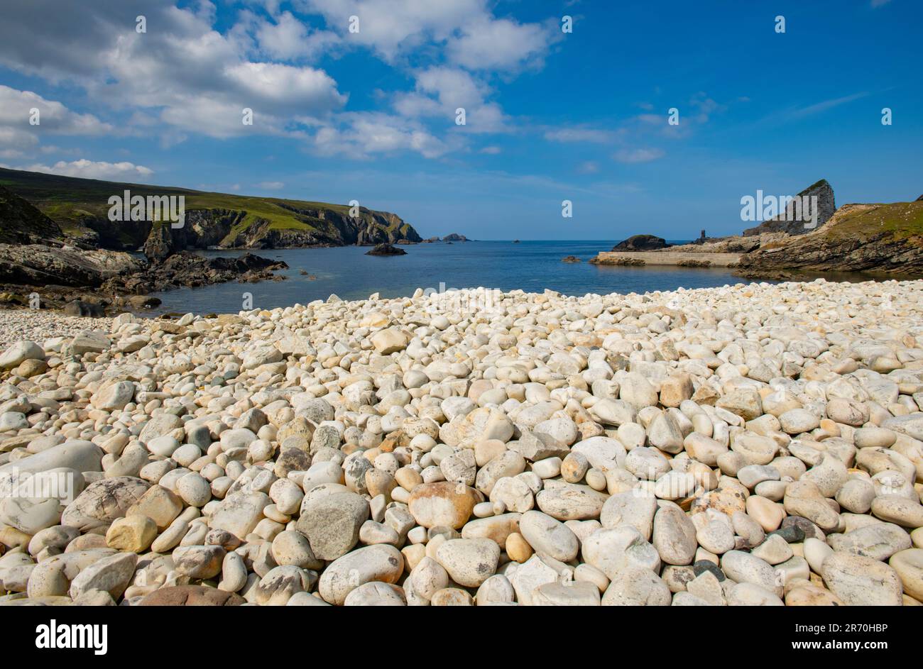 Stones on the beach at the Deserted village of An Port between ...
