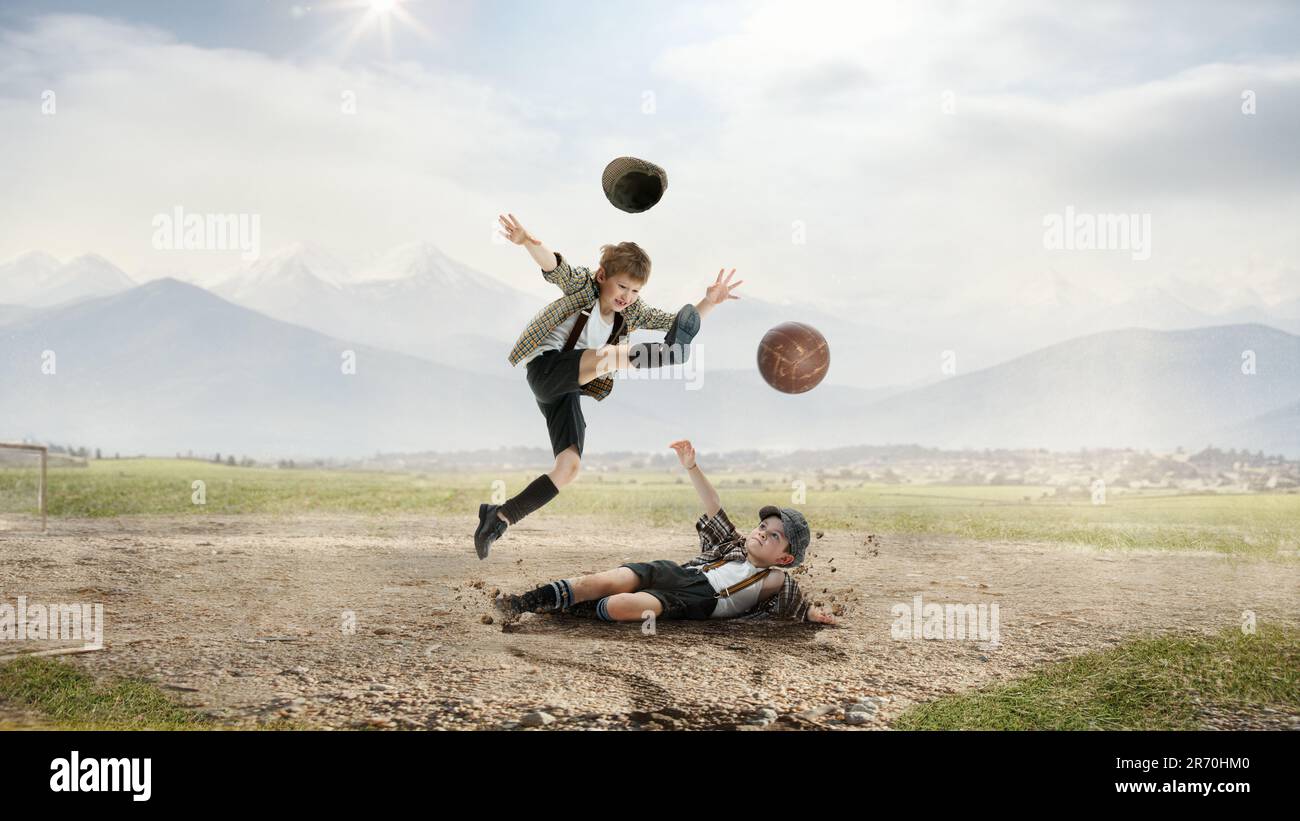 Vintage kid playing in dirt hi-res stock photography and images - Alamy