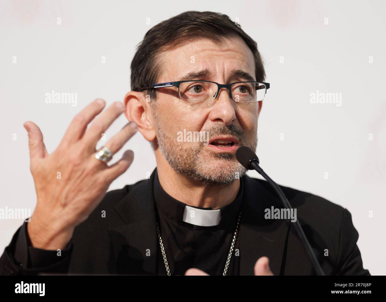 The newly appointed Archbishop of Madrid, José Cobo, speaks during a ...